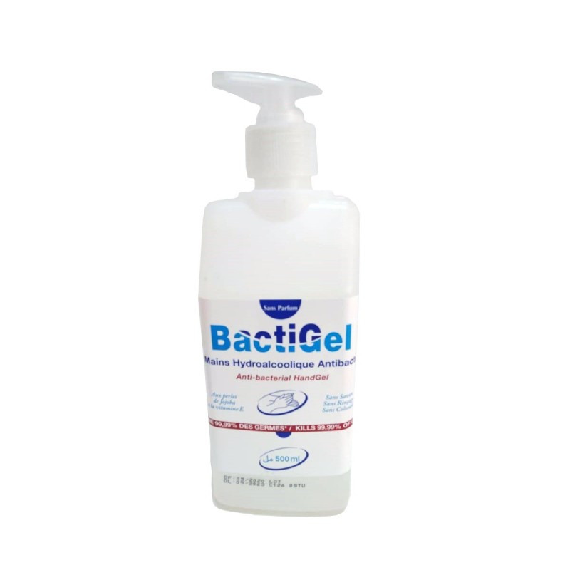 Gel HYDROALCOOLIQUE BACTIGEL NEUTRE EN FLACON 500ml - Talos